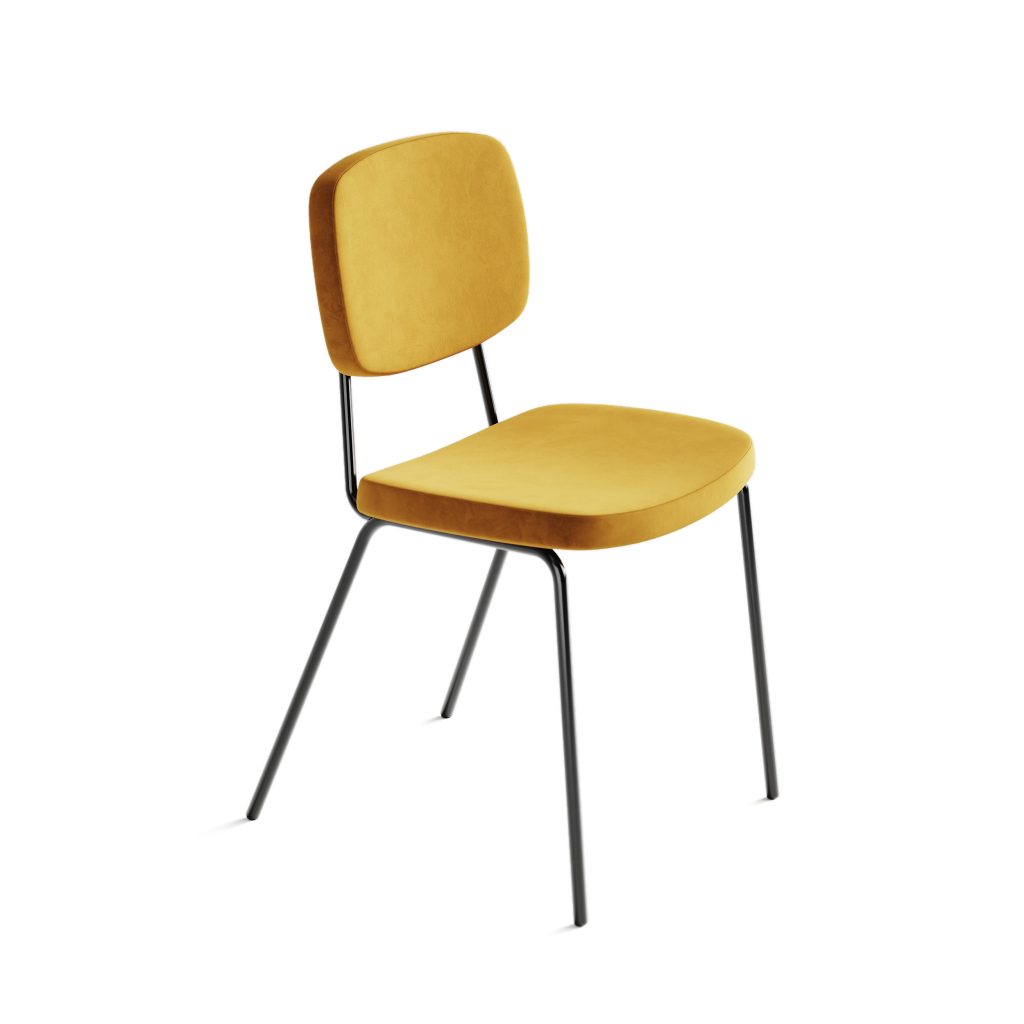 Стул интерьерный PASTEL CHAIR TESSUTO YELLOW BLACK FRAME Черный ...